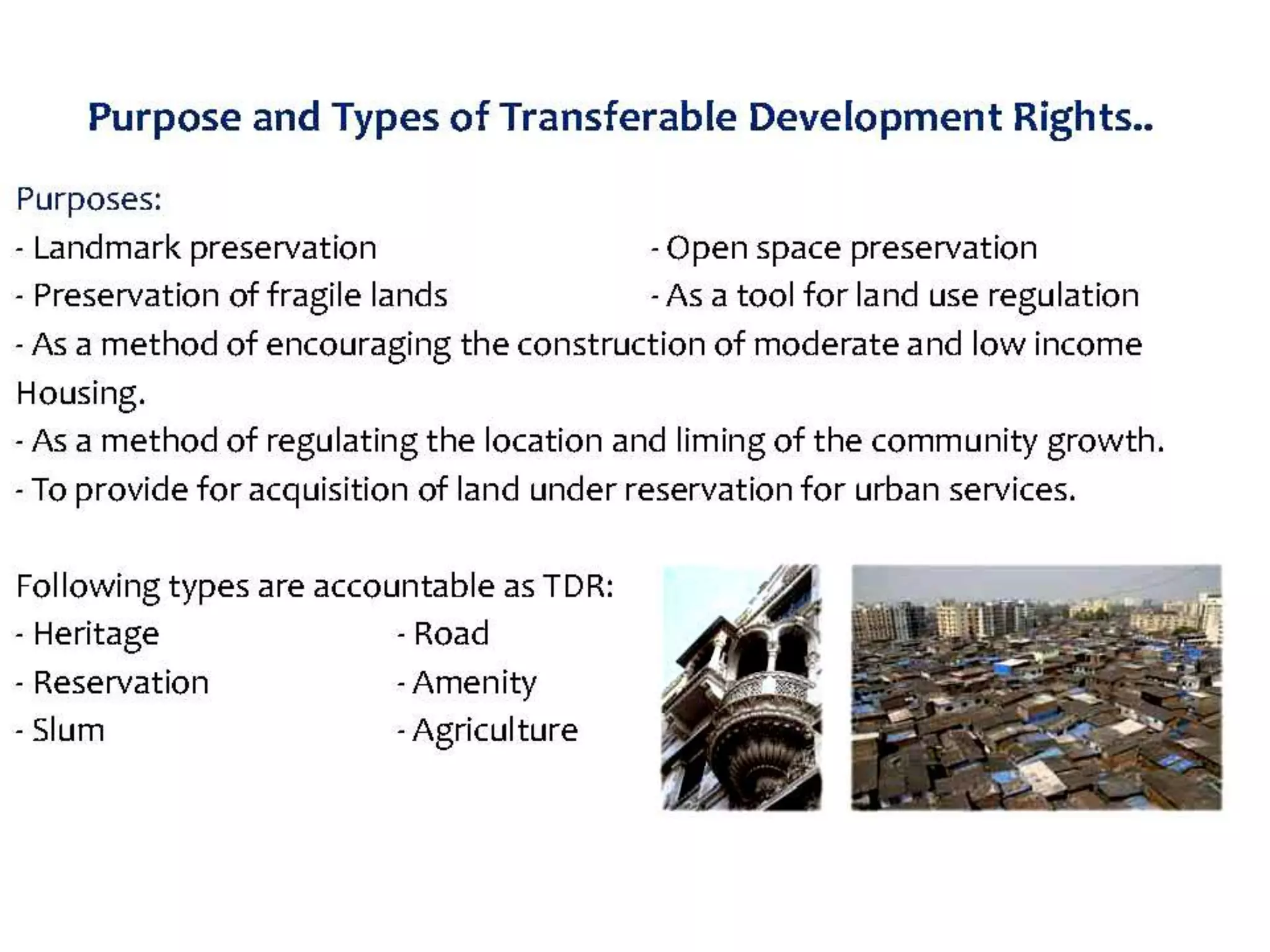 TDR - TRANSFER OF DEVELOPMENT RIGHTS | PPTX