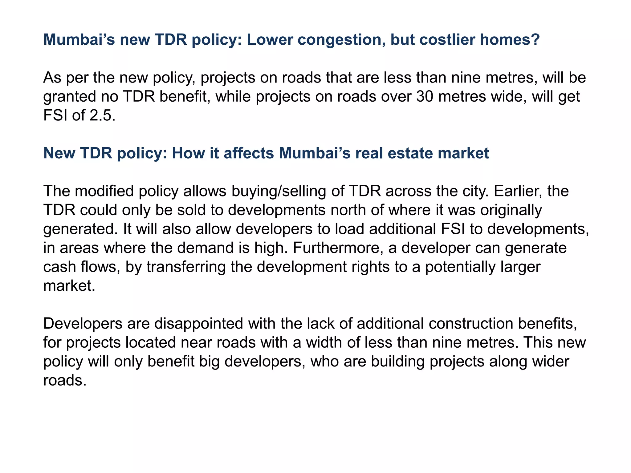 TDR - TRANSFER OF DEVELOPMENT RIGHTS | PPTX
