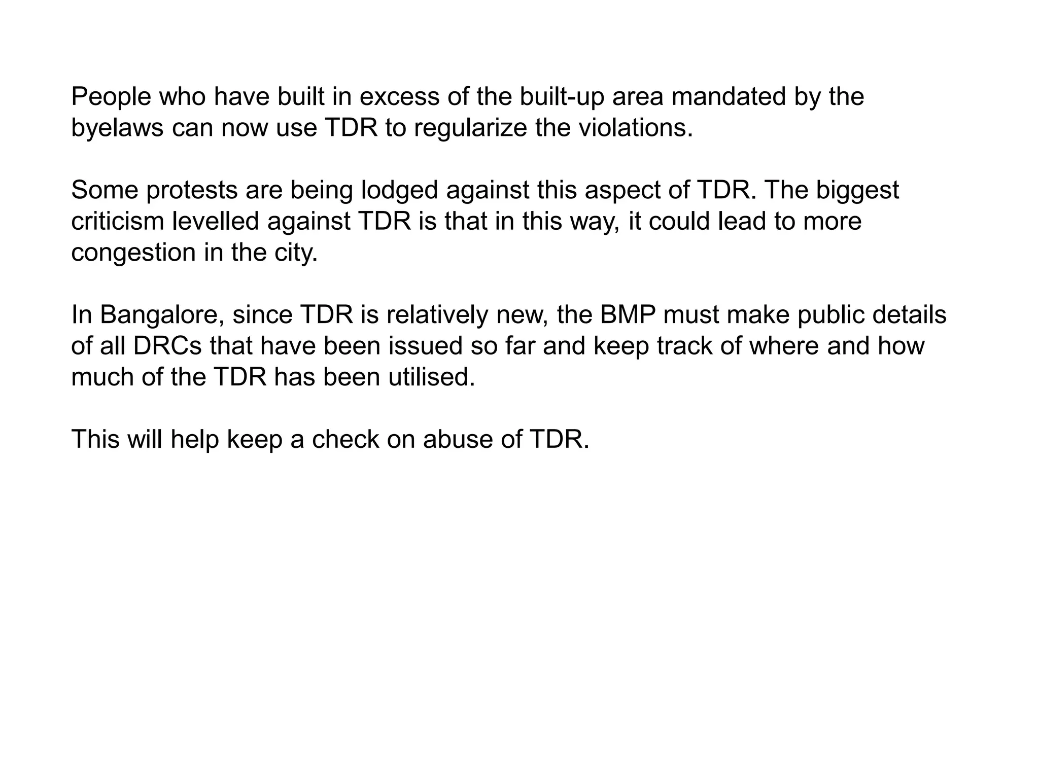 TDR - TRANSFER OF DEVELOPMENT RIGHTS | PPTX