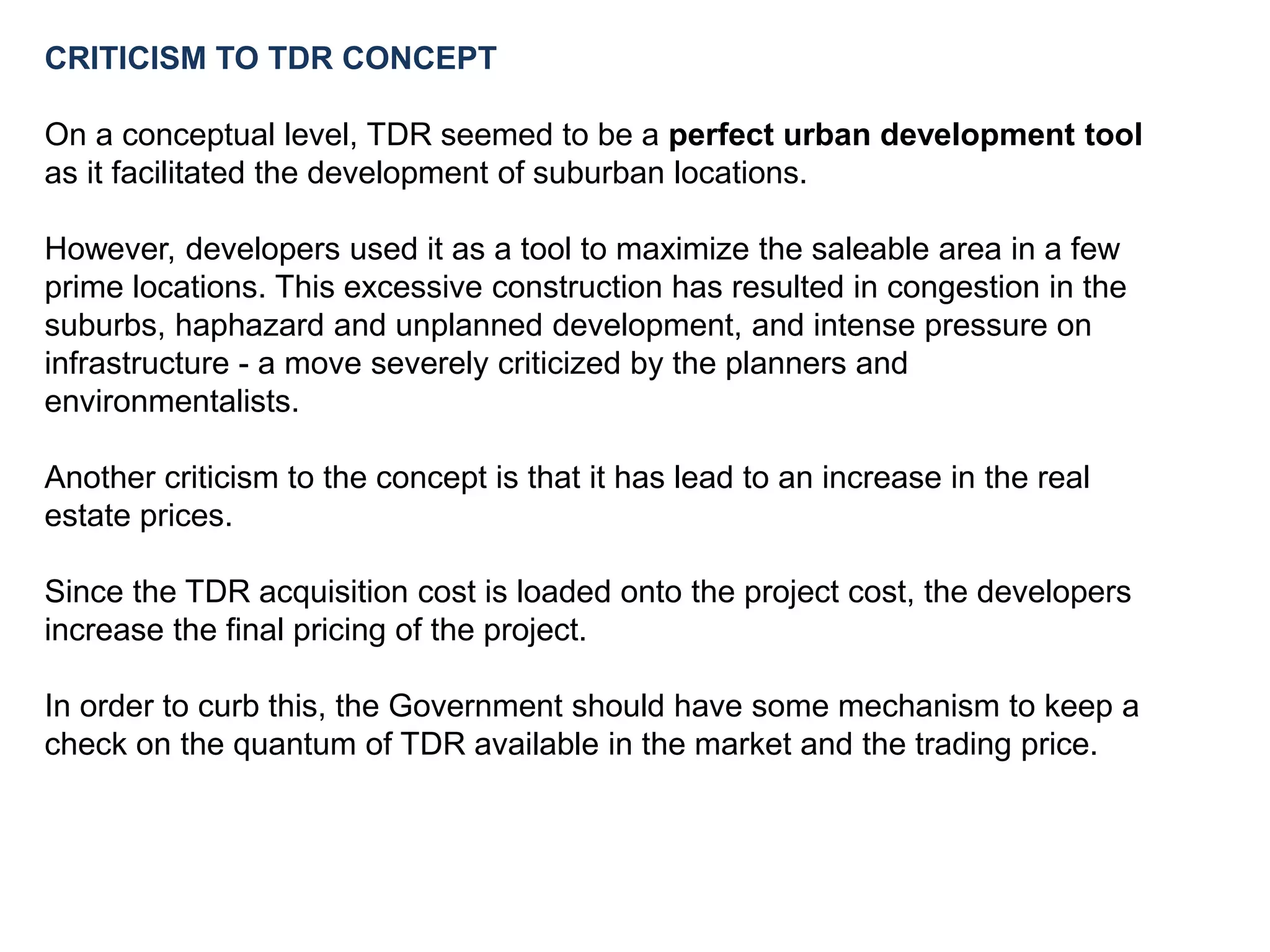 TDR - TRANSFER OF DEVELOPMENT RIGHTS | PPTX