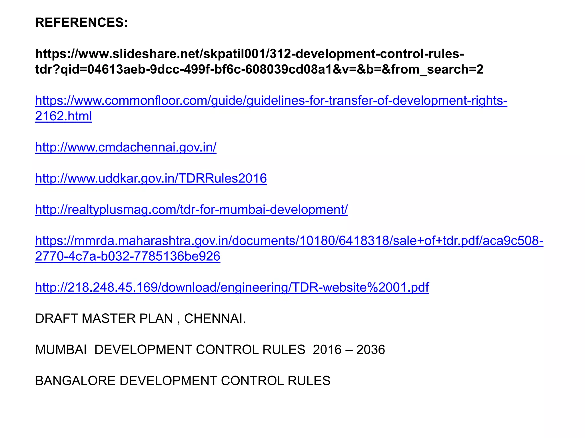 TDR - TRANSFER OF DEVELOPMENT RIGHTS | PPTX