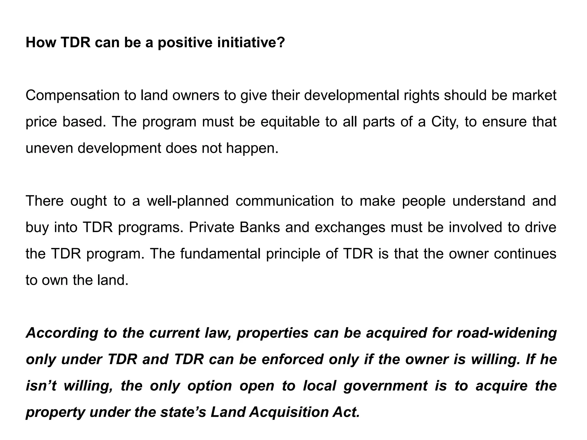 TDR - TRANSFER OF DEVELOPMENT RIGHTS | PPTX