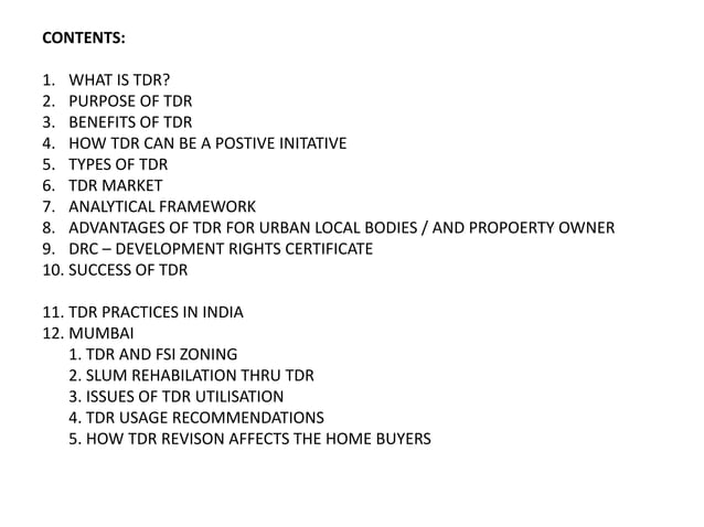 TDR - TRANSFER OF DEVELOPMENT RIGHTS | PPTX | Developmental Sites ...