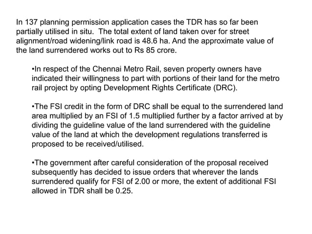 TDR - TRANSFER OF DEVELOPMENT RIGHTS | PPTX | Developmental Sites ...