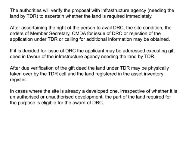TDR - TRANSFER OF DEVELOPMENT RIGHTS | PPTX | Developmental Sites ...