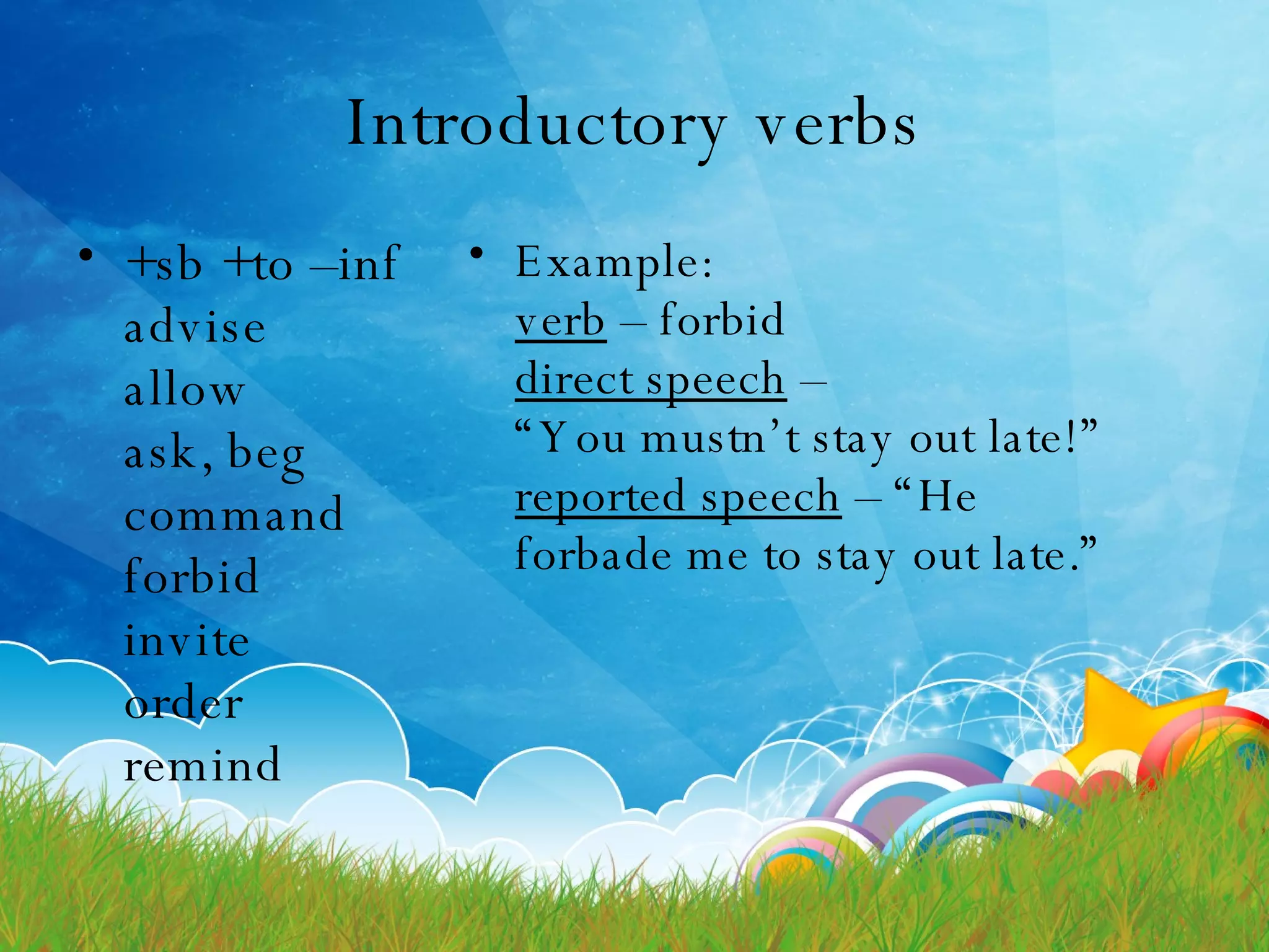 Reported speech and introductory verbs | PPT