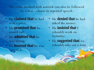 Reported speech and introductory verbs | PPT