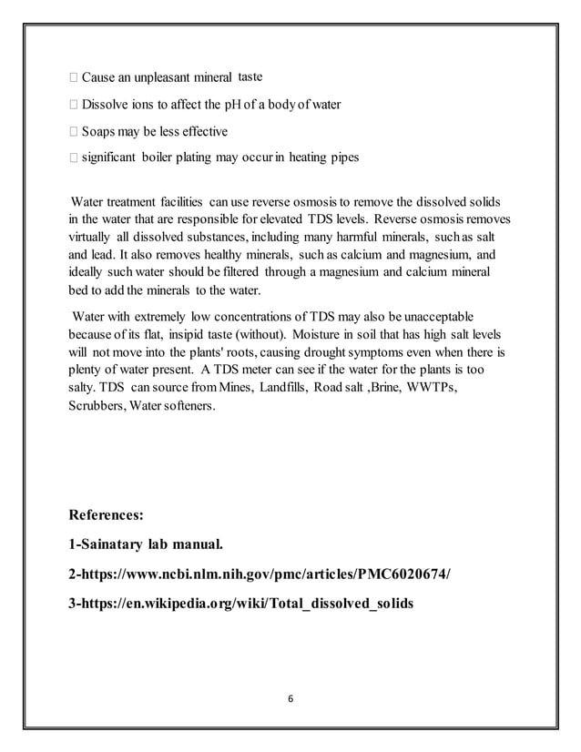 Total dissolved solids | DOCX | Chemistry | Science