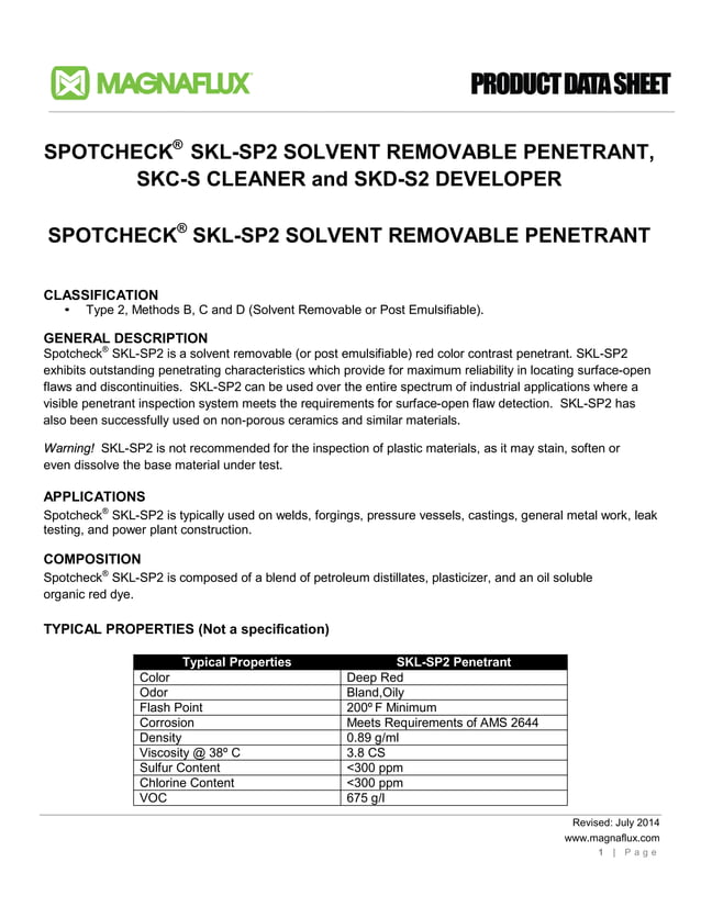 Tds -magnaflux-spotcheck skl-sp2 (solvent removable red penetrant ...