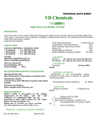 TDS VD2001G solder paste | PDF