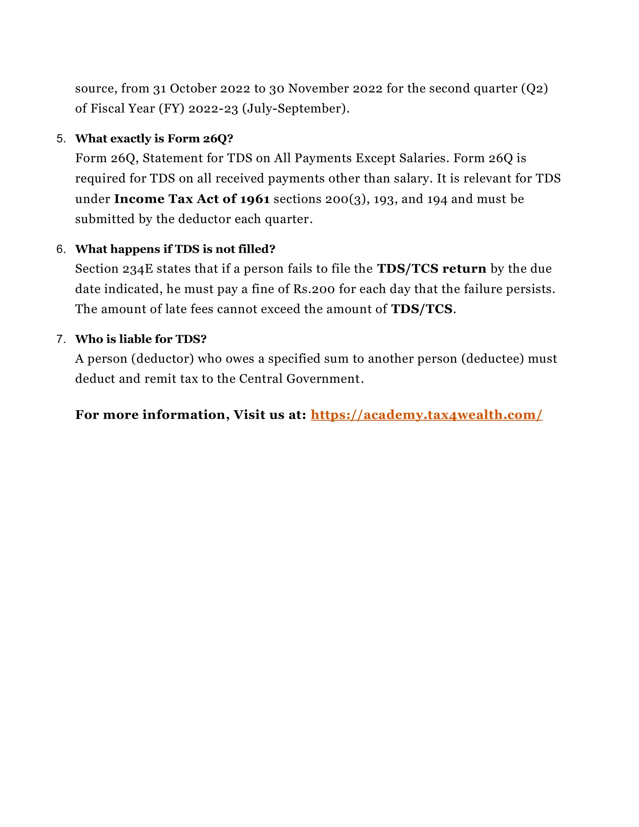 Know About TDS and TCS Return Due Dates for the FY 2022–2023 | Academy ...