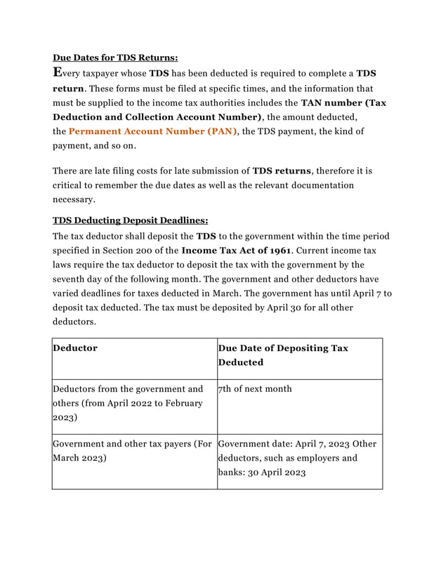 Know About TDS and TCS Return Due Dates for the FY 2022–2023 | Academy ...