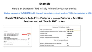 TDS in Tally Prime. Streaming tax Dudction at source | PPTX