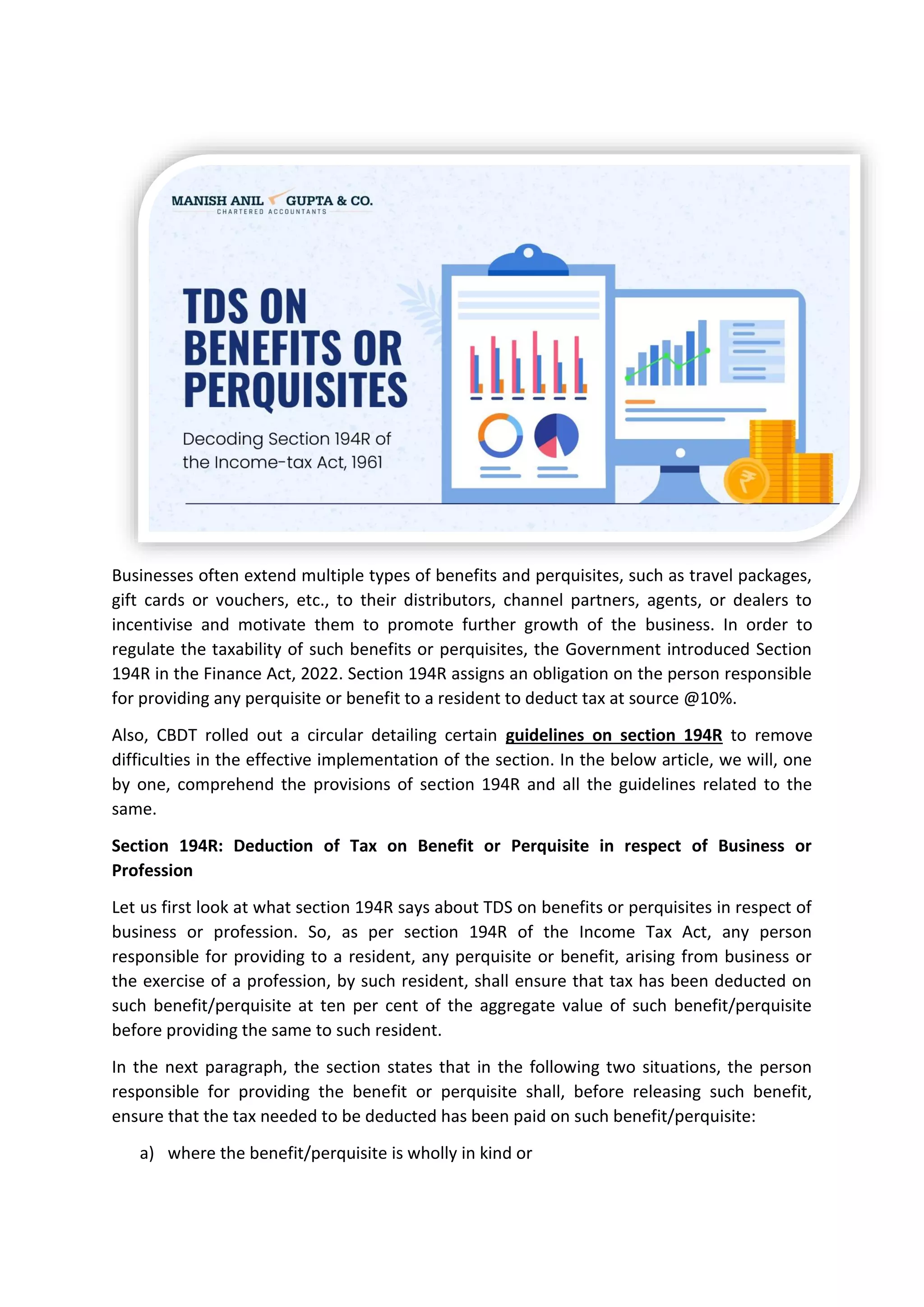 TDS on Benefits or Perquisites - Decoding Section 194R of the Income ...