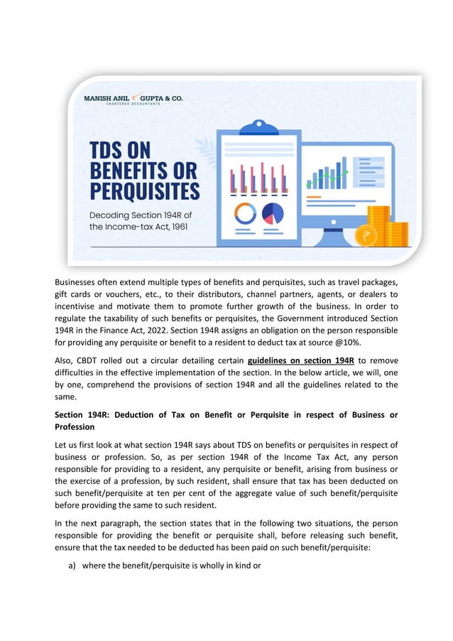 TDS on Benefits or Perquisites - Decoding Section 194R of the Income ...
