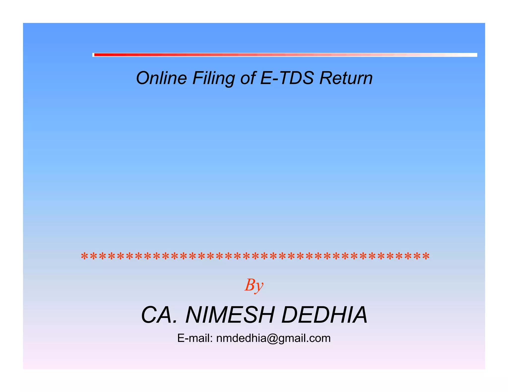 Tds online return filing | PDF