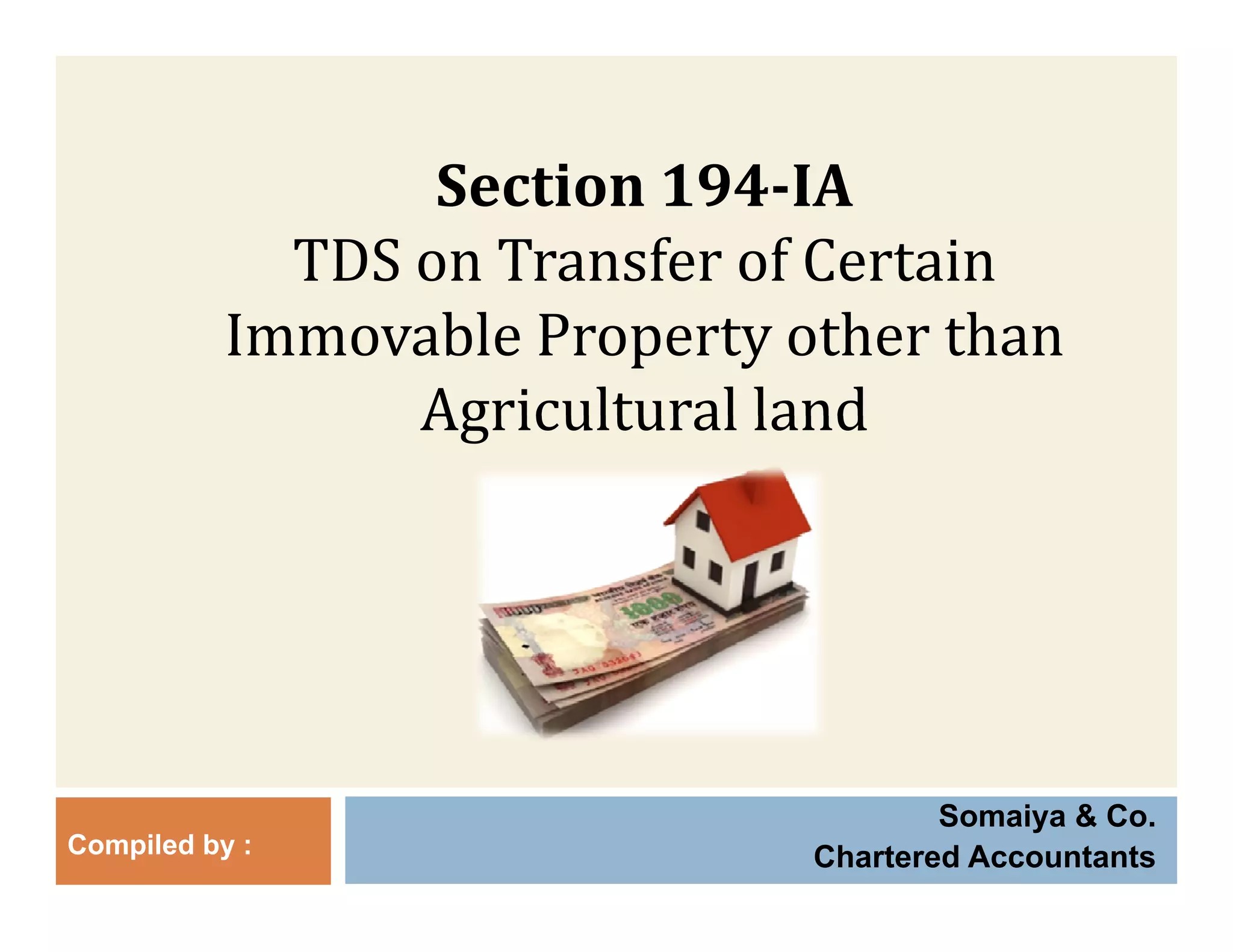 Tds on transfer of immovable property - 194IA | PDF