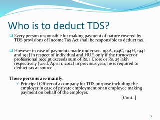 Tds provisions [income tax act, 1961] | PPTX