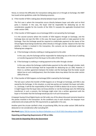 TDS Provisions on Investments in Virtual Digital Assets – A Detailed Analysis | PDF
