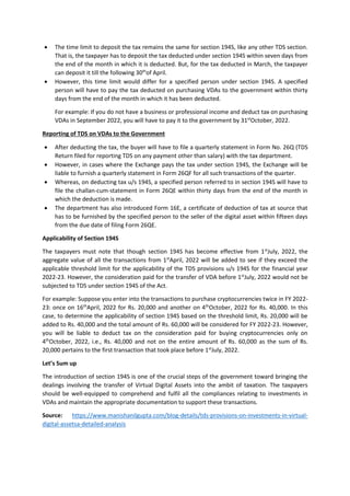 TDS Provisions on Investments in Virtual Digital Assets – A Detailed ...