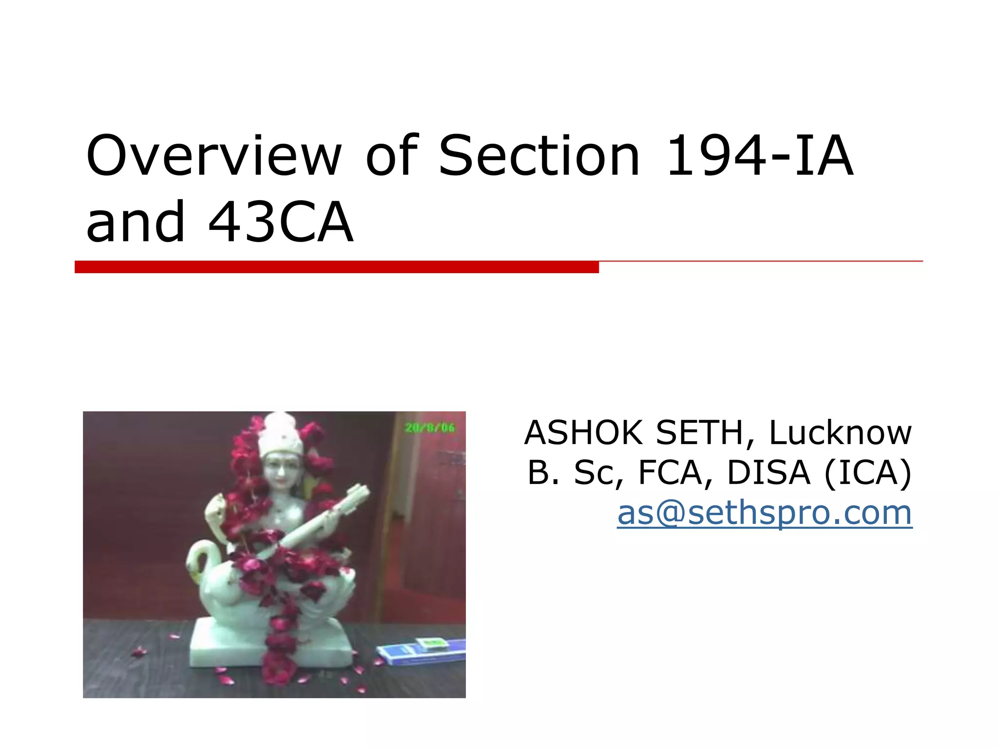 Tds us 194 ia & section 43ca | PPTX