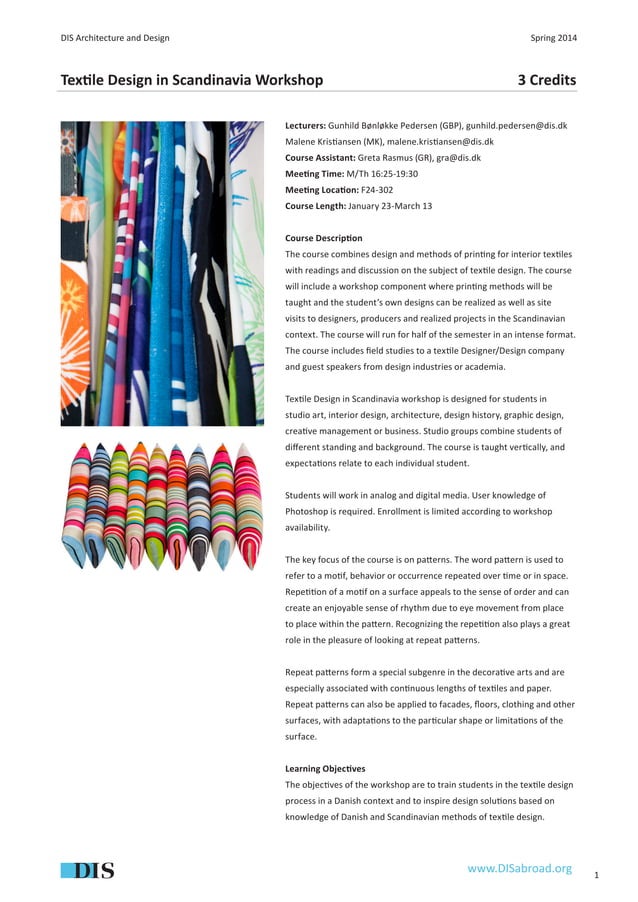 Tdsw syllabus sp14 final | PDF | Arts and Crafts | Hobbies & Interests