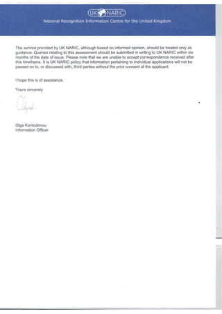 UK NARIC Evaluation | PDF | Postgraduate Education | College Education