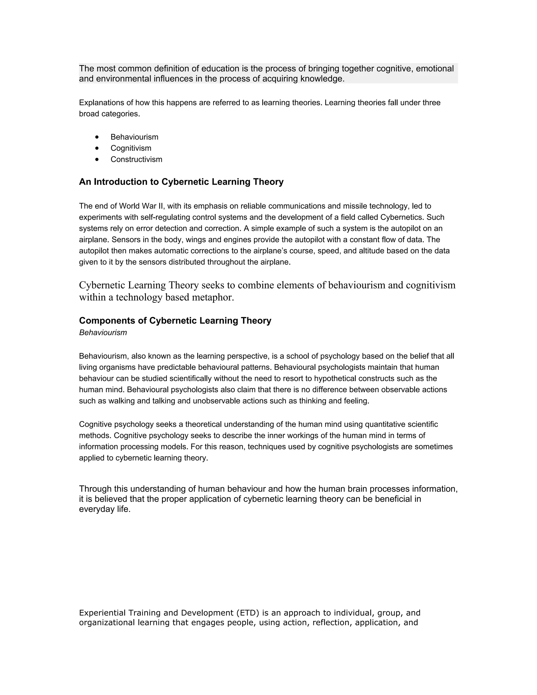 T & d theories | DOC