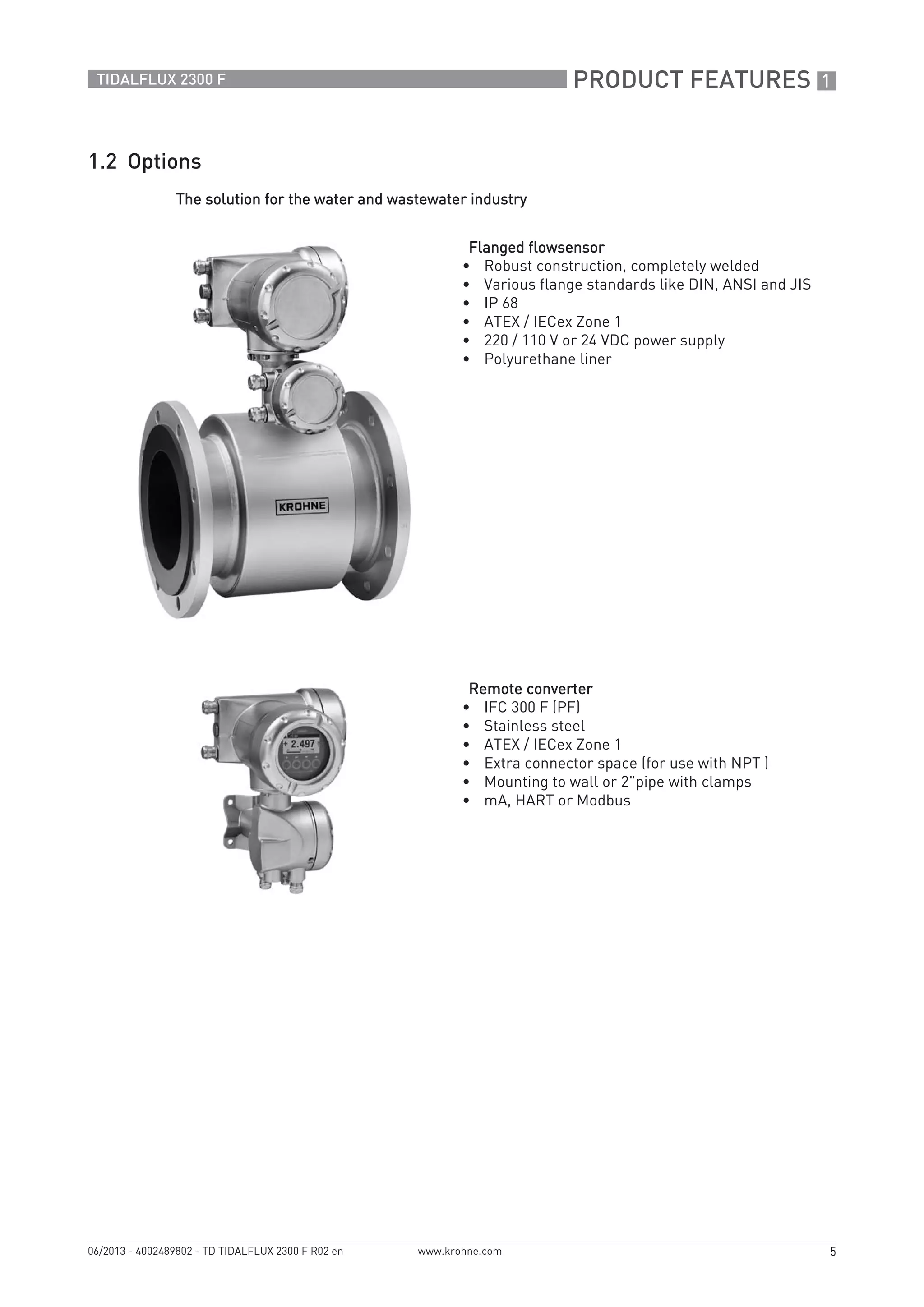 Krohne TIDALFLUX Electromagnetic Flow Sensor for Partially Filled Pipes ...