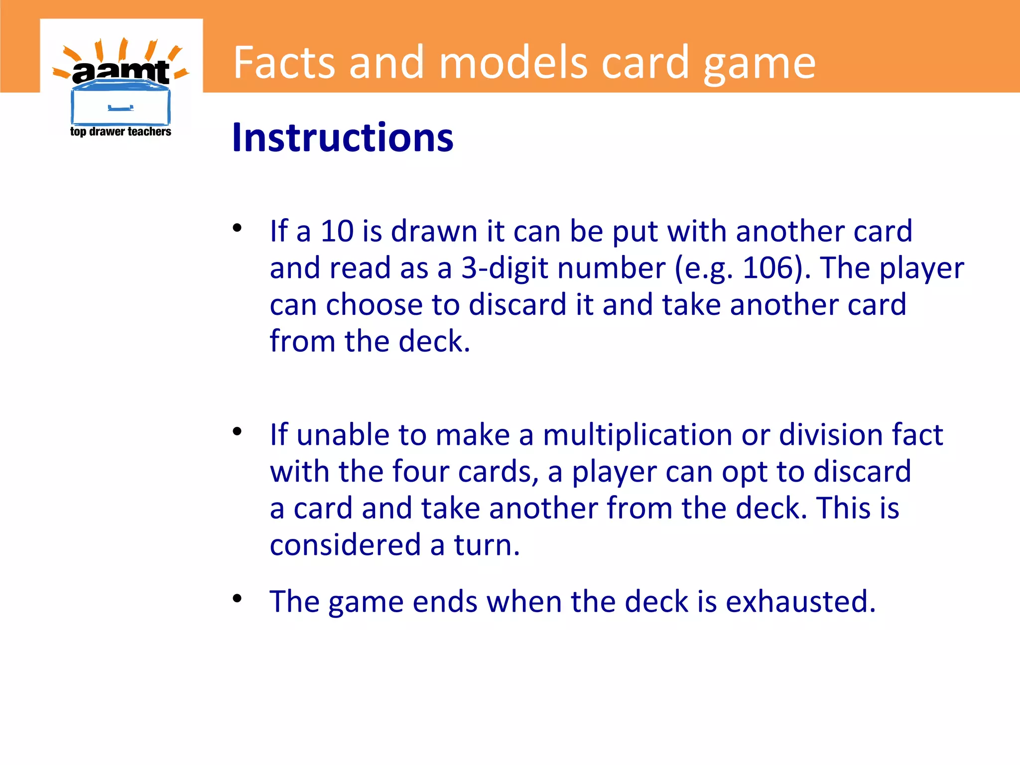 Top Drawer Teachers: Facts and models game instructions | PPT