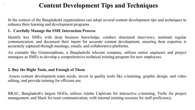 training development about simulation and content development | PPT