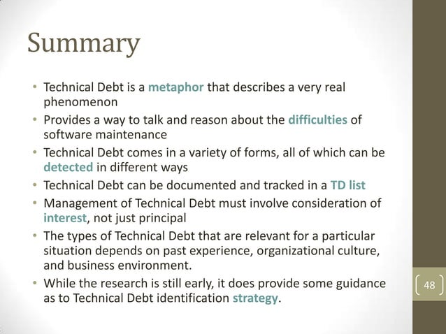 Identifying and Managing Technical Debt | PPTX