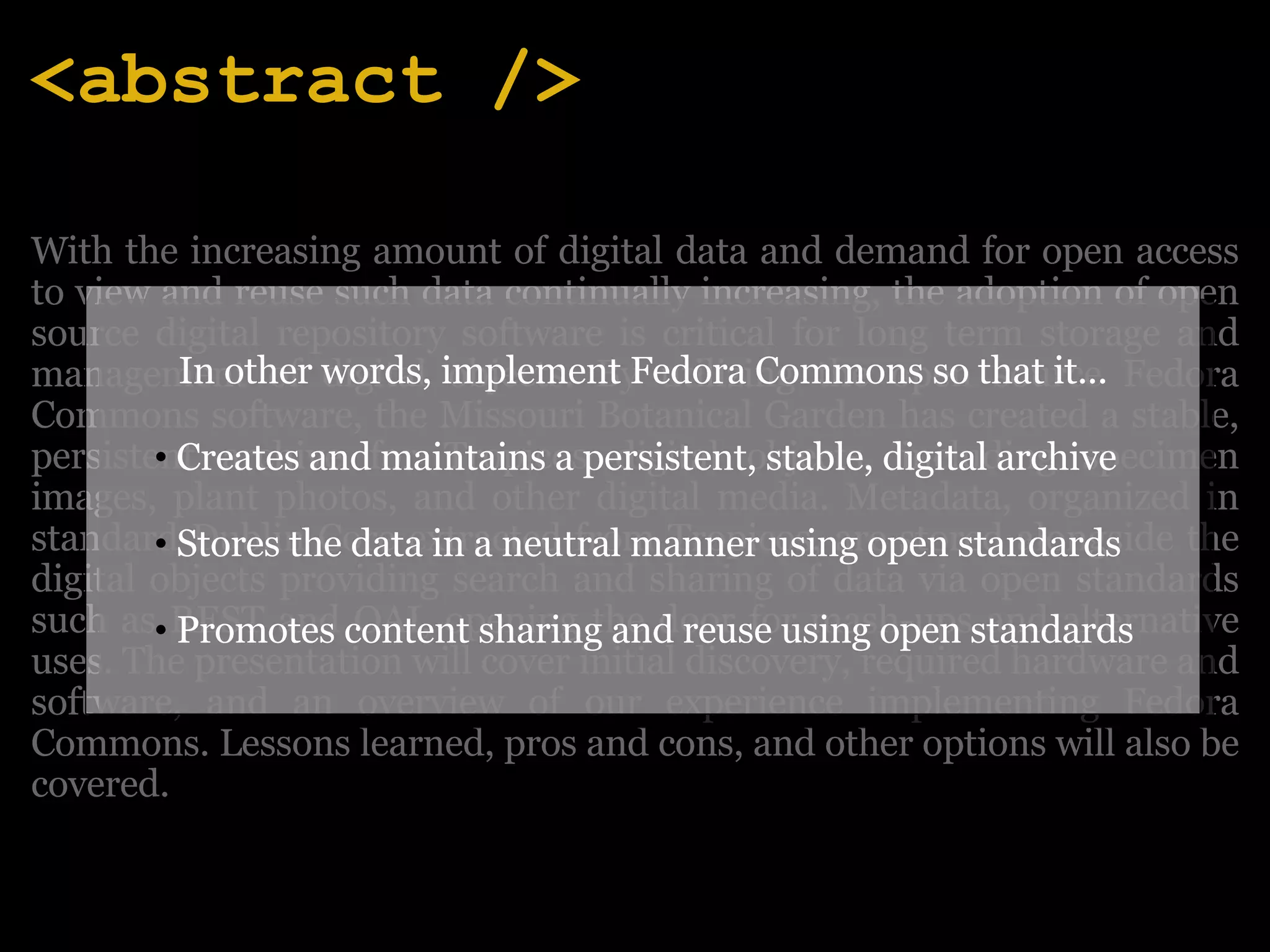 Using Fedora Commons To Create A Persistent Archive | PPT