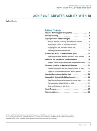 TDWI Best Practices Report- Achieving Greater Agility with Business Intelligence | PDF