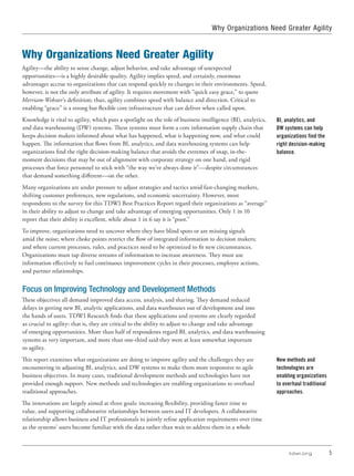 TDWI Best Practices Report- Achieving Greater Agility with Business Intelligence | PDF