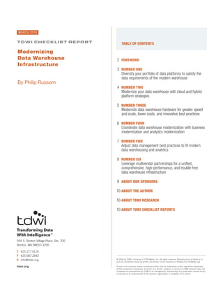 TDWI checklist 2018 - Data Warehouse Infrastructure | PDF | Cloud Computing | Internet