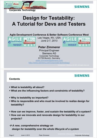 Design for Testability: A Tutorial for Devs and Testers | PDF