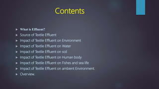 Impact of Textile Effluent on Environment | PPTX
