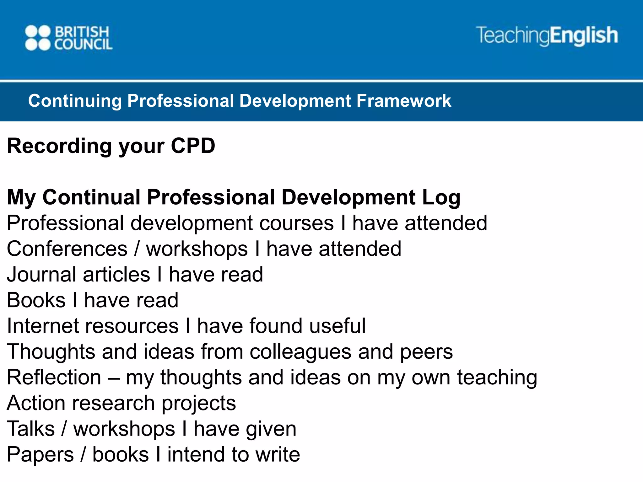 Continuing Professional Development for Teachers | PPT