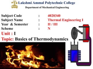 Thermal Engineering - I - Unit 1 Basics of Thermodynamics - N Scheme ...