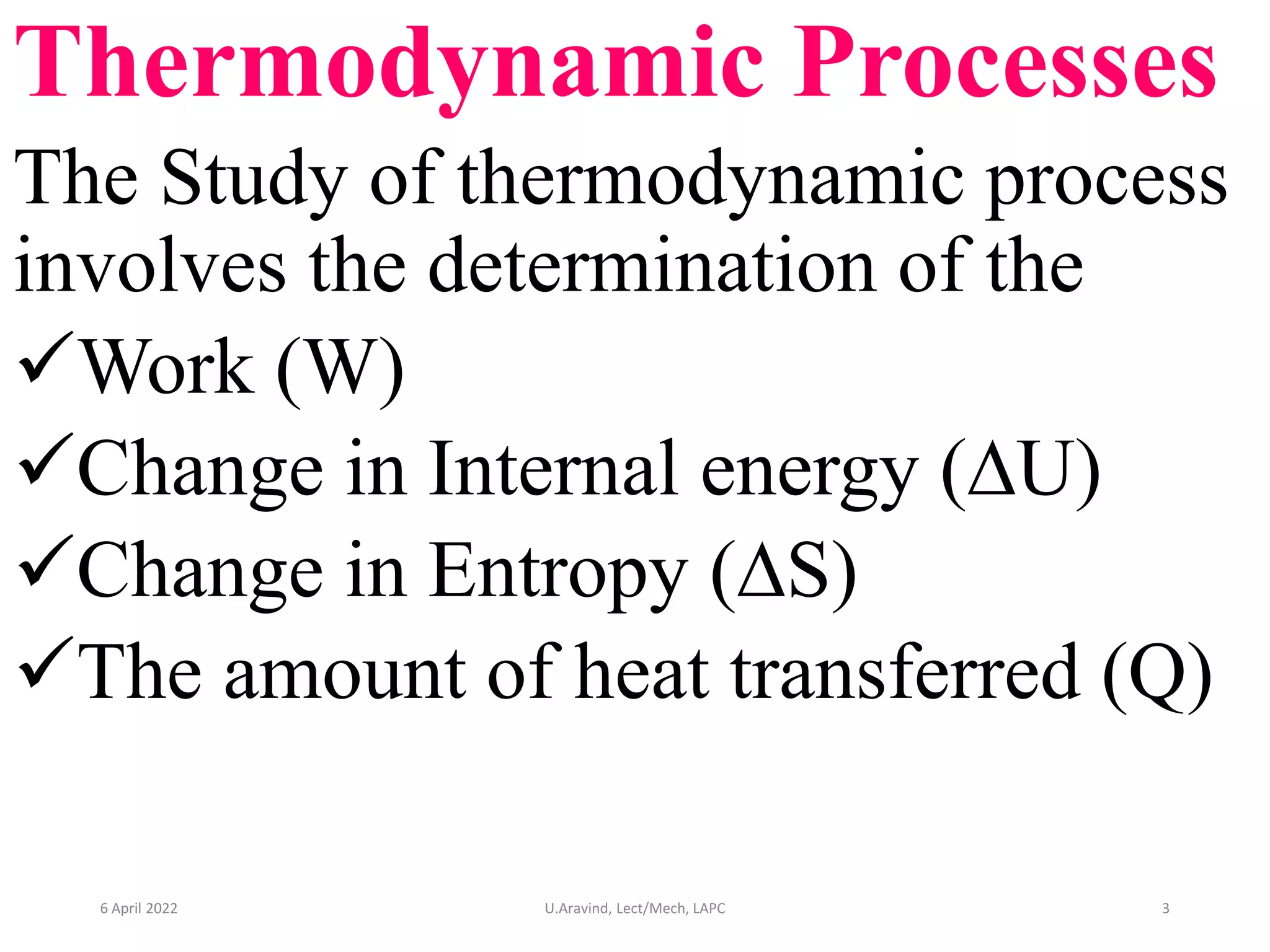 Thermal Engineering - I - Unit 1 Thermodynamics Process of Perfect ...