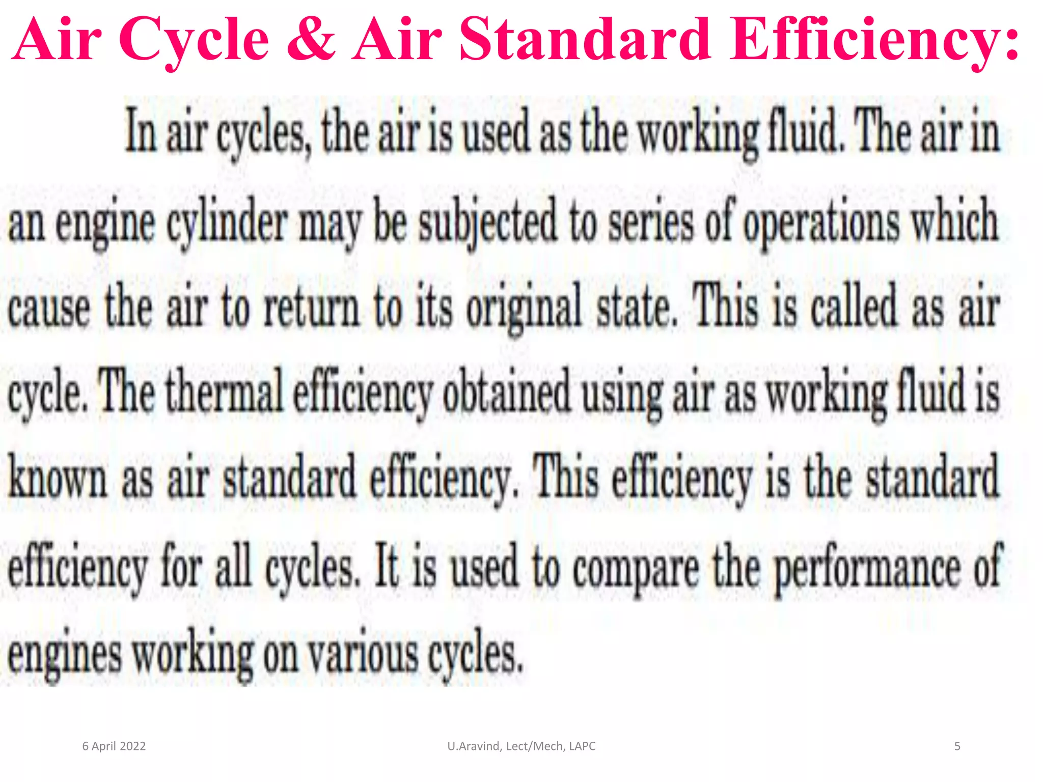 Thermal Engineering-I Unit 2 PPT - Thermodynamic Air Cycle ...