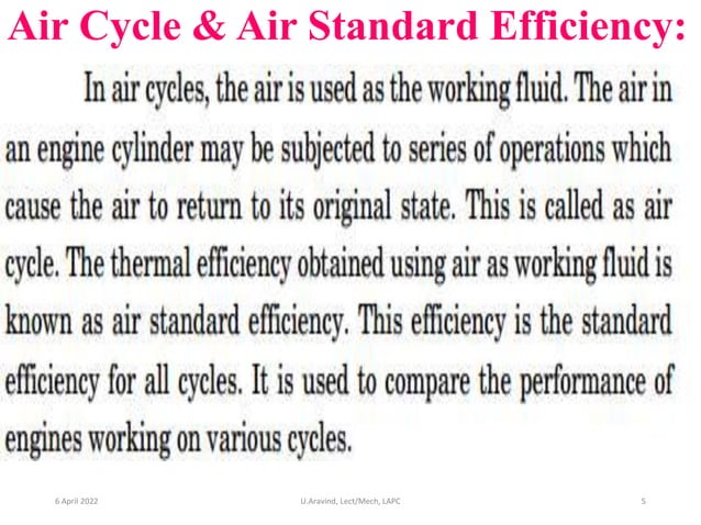 Thermal Engineering-I Unit 2 PPT - Thermodynamic Air Cycle ...