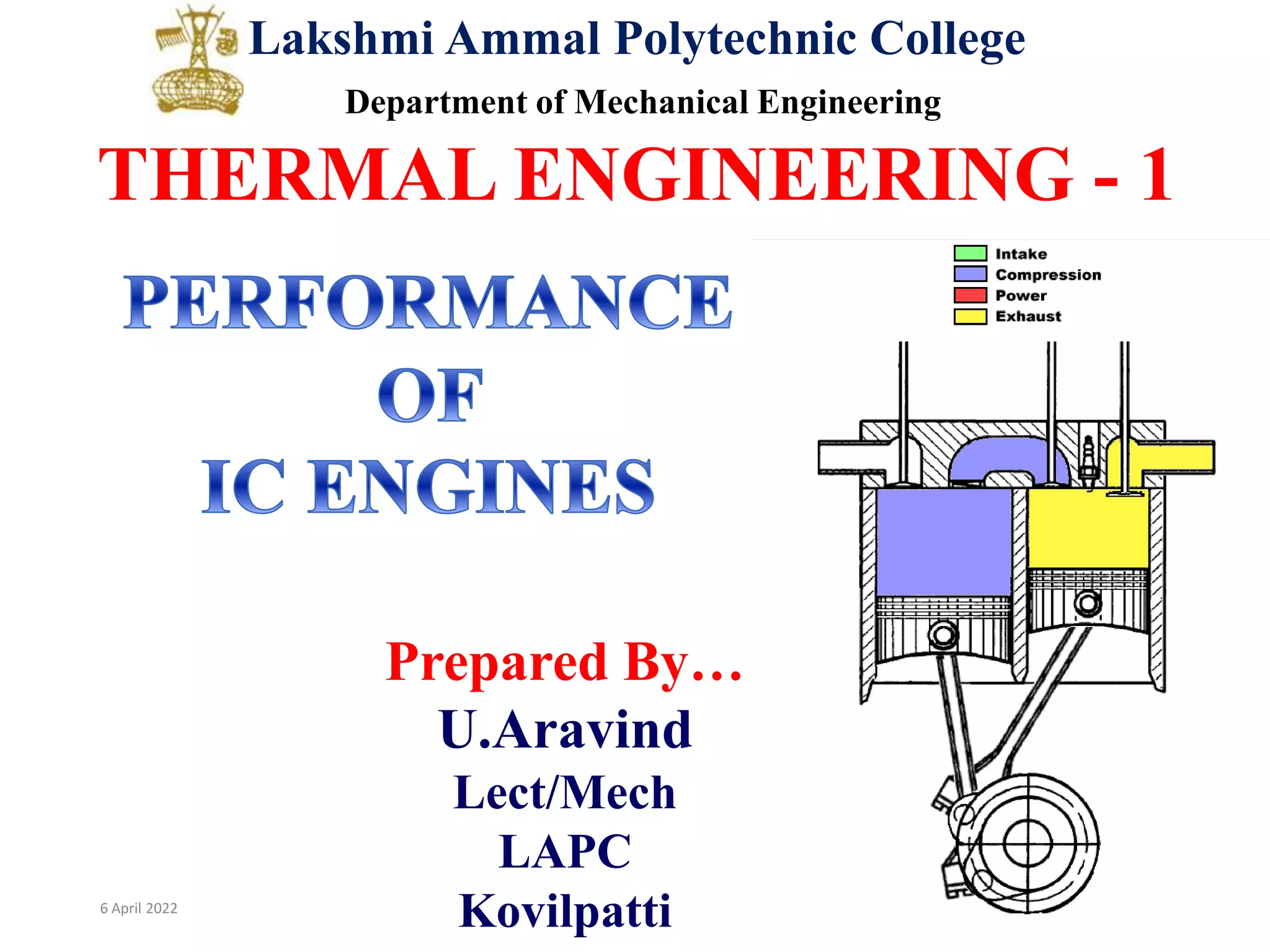 Thermal Engineering-I Unit 4 PPT - Performance of IC Engines PPT N ...