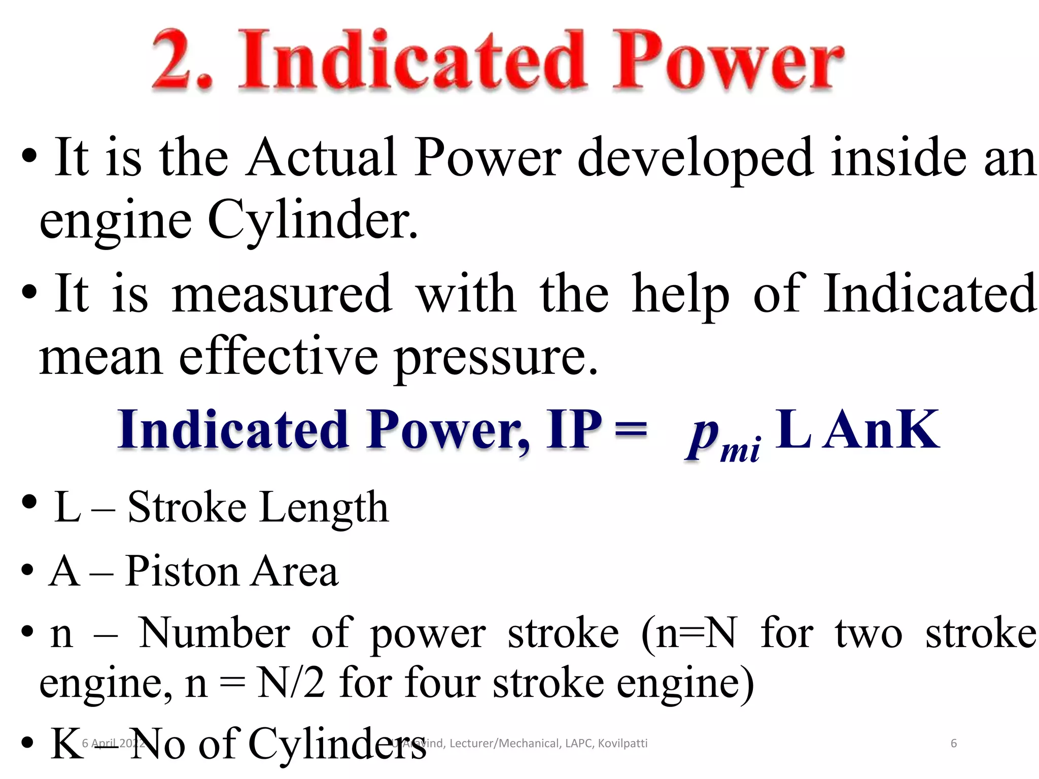 Thermal Engineering-I Unit 4 PPT - Performance of IC Engines PPT N Scheme III Sem Diploma Mech | PPT