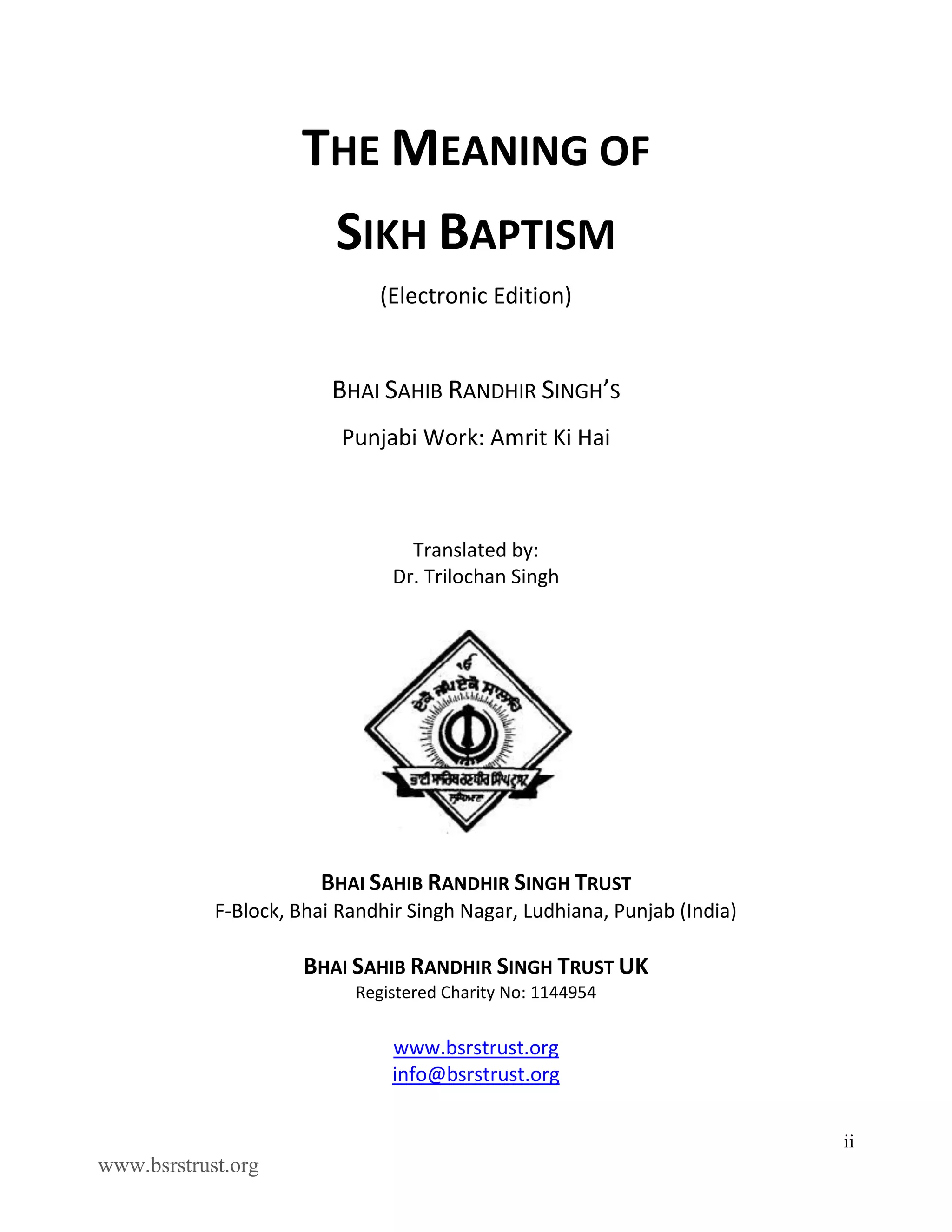 The Meaning of Sikh Baptism | PDF