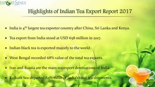 Tea Export from India in 2017 | PPTX | Asia Travel | Travel Locations