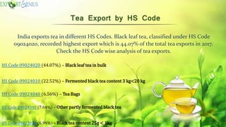 Tea Export from India in 2017 | PPTX | Asia Travel | Travel Locations