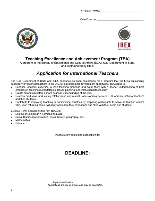 Tea application-2012 | PDF