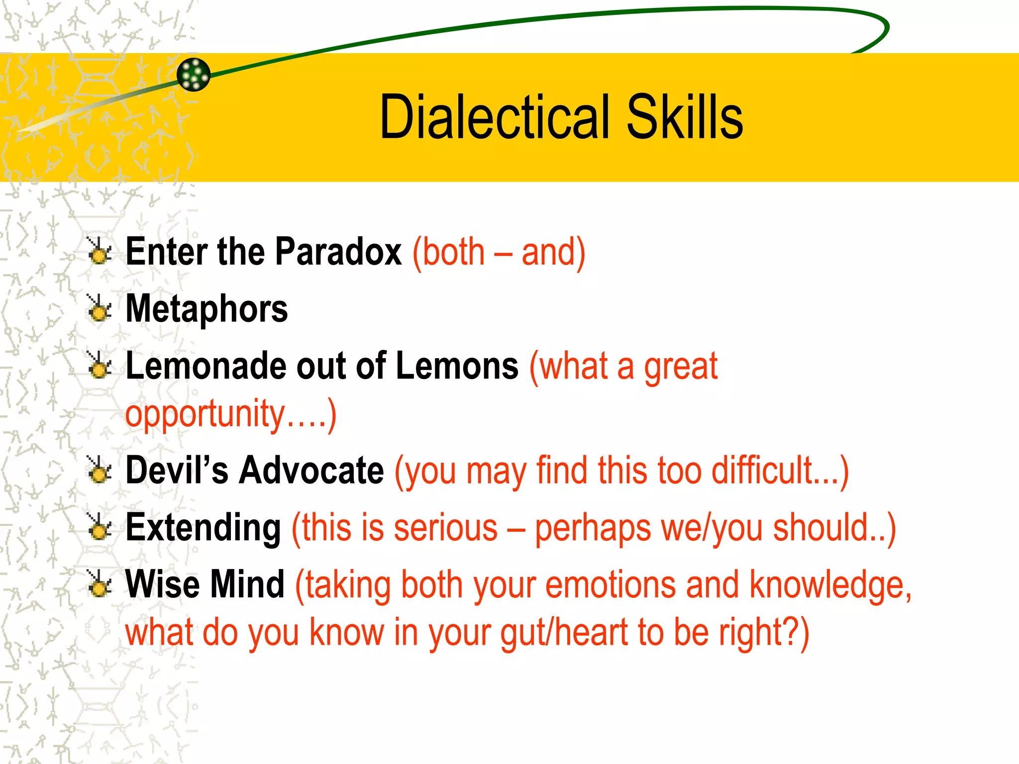 Teach 9 and 10 dialectical and stylistic strategies and dbt with selves ...